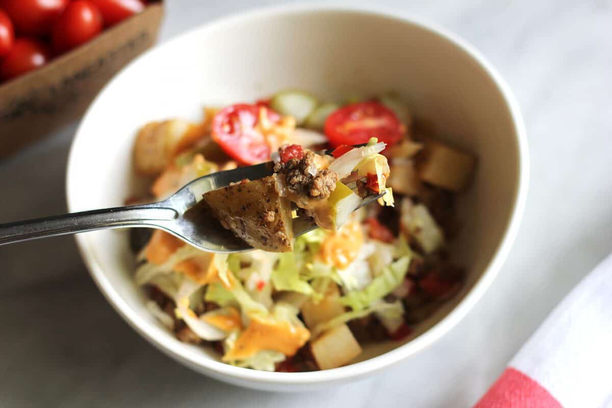 Dairy Free Big Mac Bowls - Milk Free Mom